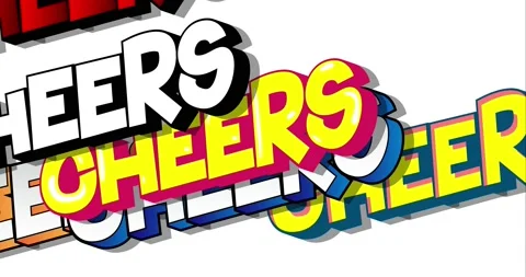 Comic lettering Cheers. 4k animated comi... | Stock Video | Pond5