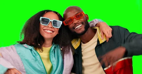 Comic, peace and a gen z couple on a gre... | Stock Video | Pond5