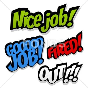 Comic set sound effects pop art work fire good job: Graphic #67656097