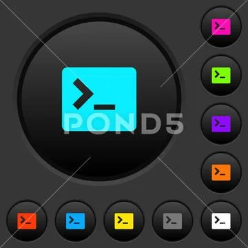 Command terminal dark push buttons with color icons ~ Clip Art #151852563
