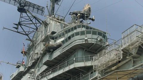 Command tower and bridge of WW2 aircraft... | Stock Video | Pond5