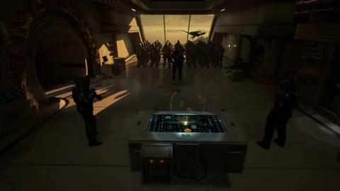 Commander delivers final orders to space... | Stock Video | Pond5