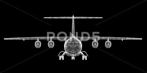 Commercial airliner, jet,body structure, wire model: Graphic #41657101
