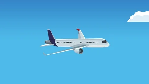 Commercial airplane flying HD animation | Stock Video | Pond5