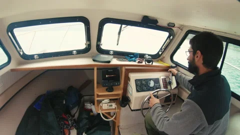Commercial Fishing Boat Captain Driving ... | Stock Video | Pond5