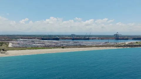 commercial harbor with cargo ships | Stock Video | Pond5
