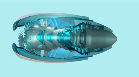 Commercial jet engine animation cross se... | Stock Video | Pond5