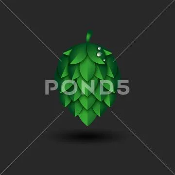 Common hop seed 3d logo humulus lupulus, green hop flower with ...