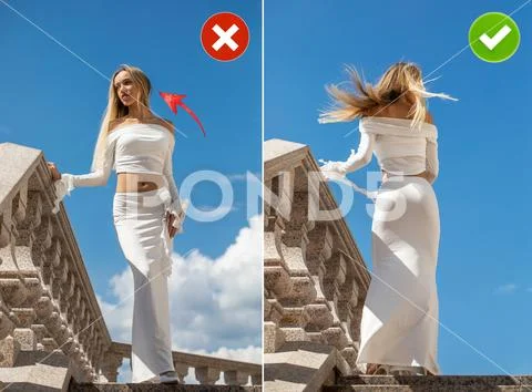 Common mistakes in female posing and how to avoid them. Photo poses Stock Image #296812266