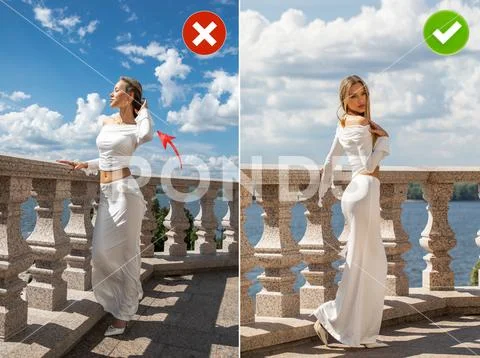 Common mistakes in female posing and how to avoid them. Photo poses Stock Image #296812521