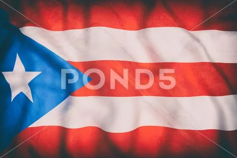 Commonwealth of Puerto Rico flag waving: Royalty Free #72060522