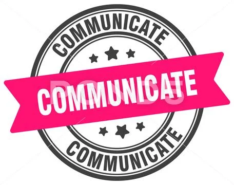 Communicate stamp. communicate label on transparent background. round ...