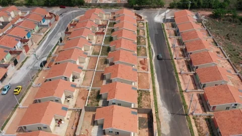 Community Houses View In Construction - ... | Stock Video | Pond5