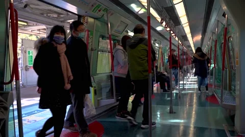 Commuters In Mask Getting On MTR Train A... | Stock Video | Pond5