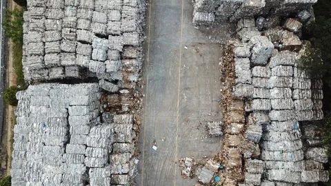 Compacted recyclable plastic waste at a ... | Stock Video | Pond5