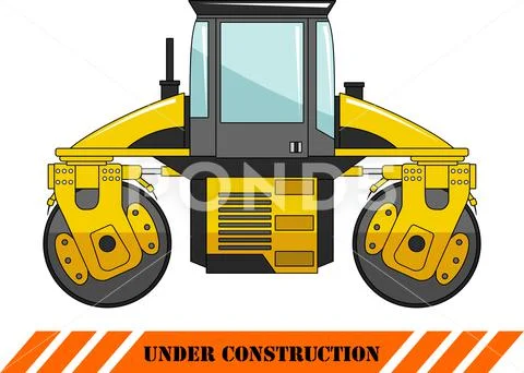 Compactor. Heavy construction machine. Vector illustration ~ Clip Art ...