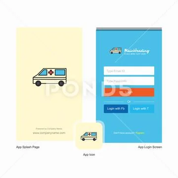 Company Ambulance Splash Screen and Login Page design with Logo ...