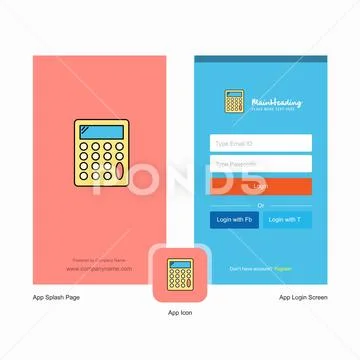 Company Calculator Splash Screen and Login Page design with Logo ...