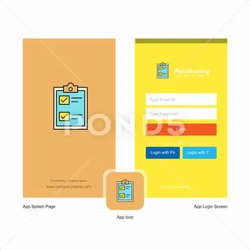 Company Check list Splash Screen and Login Page design with Logo ...