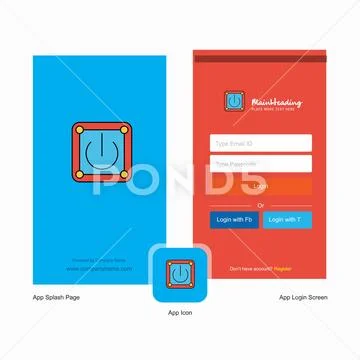 Company Power button Splash Screen and Login Page design with Logo ...