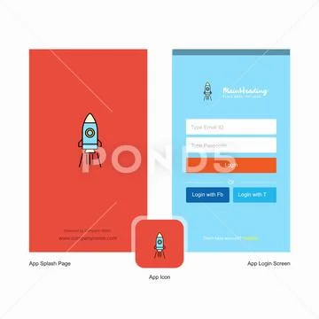 Company Rocket Splash Screen and Login Page design with Logo template ...