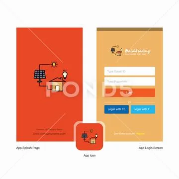 Company Solar panel Splash Screen and Login Page design with Logo ...