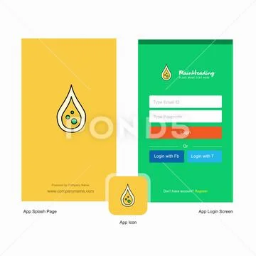 Company Water drop Splash Screen and Login Page design with Logo ...
