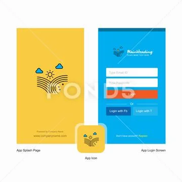 Company Wind blowing Splash Screen and Login Page design with Logo ...