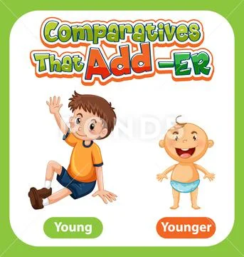 Comparative adjectives for word young ~ Clip Art #167301571