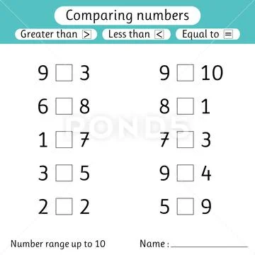 Comparing numbers. Less than, greater than, equal to. Worksheets for kids. .. ~ Clip Art #264673191
