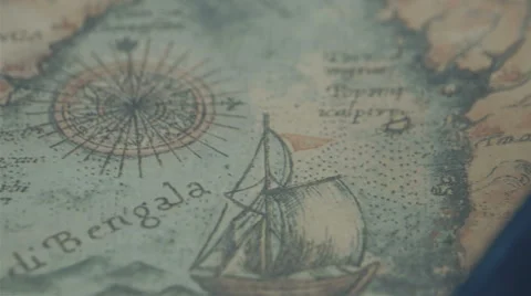 the compass and the bible on the map | Stock Video | Pond5