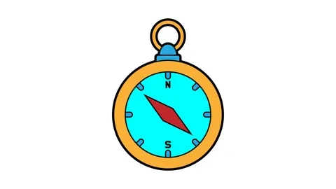 compass animation white screen. 2D flat ... | Stock Video | Pond5