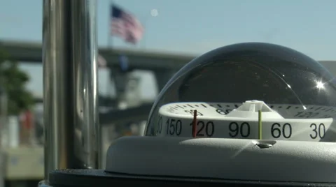 Compass on the cockpit of a boat | Stock Video | Pond5
