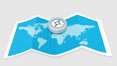 Compass with map. Animation of navigatio... | Stock Video | Pond5