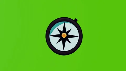 Compass symbol video animation, green ba... | Stock Video | Pond5