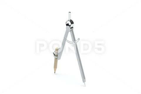 Compasses with white background, tools for drawing, 3d rendering ...
