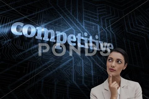 Competitive against futuristic black and blue background Illustration ...