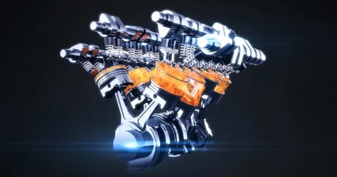 Complete Rotating V8 Engine Animation Wi... | Stock Video | Pond5