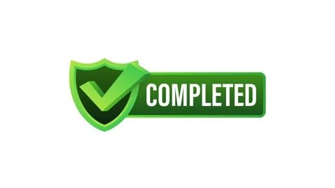 Completed task symbol with shield and ch... | Stock Video | Pond5