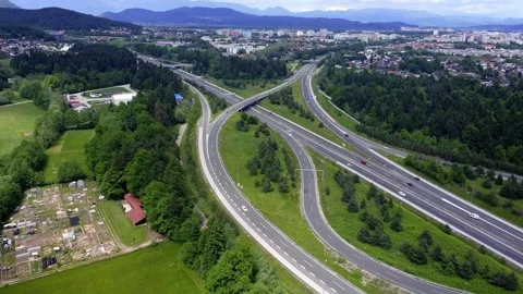 Complex motorway intersection - Aerial g... | Stock Video | Pond5