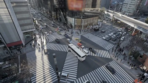 Complicated "X" Crosswalk in Downtown To... | Stock Video | Pond5