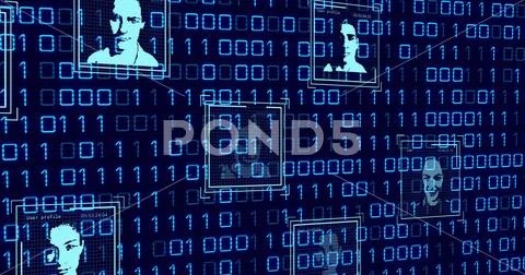Photograph: Composition of data processing over people portraits on ...