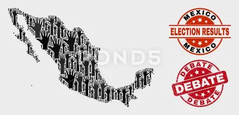 Composition of Voting Mexico Map and Grunge Debate Watermark: Royalty ...
