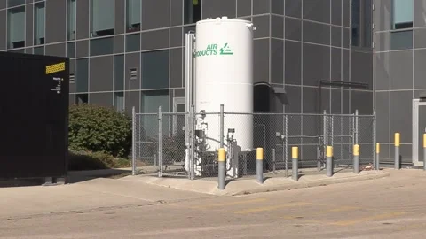 Compressed air oxygen tank at hospital a... | Stock Video | Pond5