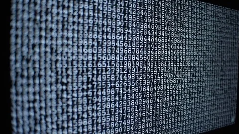 Computer ascii codes on screen running f... | Stock Video | Pond5