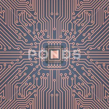 Computer Chip Moterboard Network Data Center System Concept Banner ...