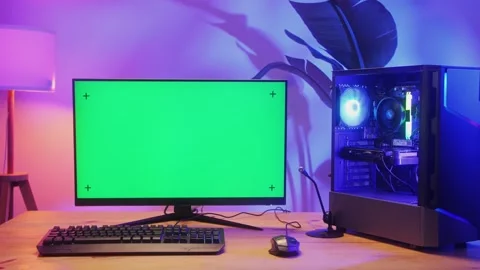 Computer with chroma key green screen on... | Stock Video | Pond5