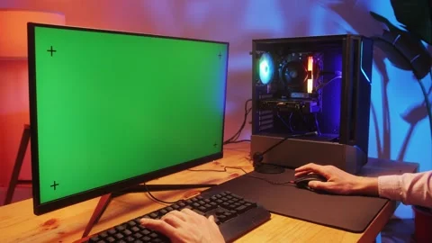 Computer with chroma key green screen on... | Stock Video | Pond5