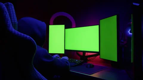 Computer with chroma key green screen on... | Stock Video | Pond5