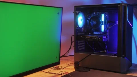 Computer with chroma key green screen on... | Stock Video | Pond5